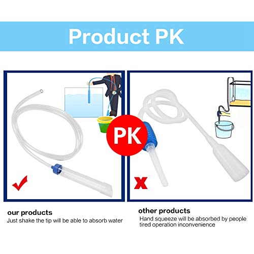 Aquarium Manual Water Changer Gravel Cleaner Water Filter Syphon Tube Fluids Transfer Tool PVC Sand Vacuum Pump Fish Tank Tool with 59in Long Pipe