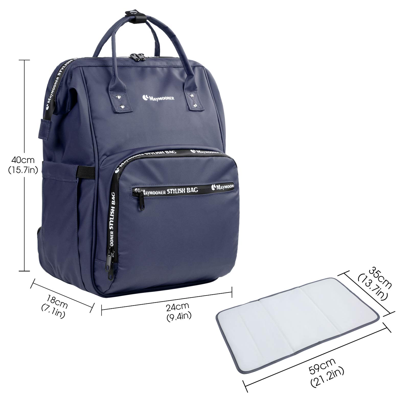 BesyPro Baby Diaper Bag Backpack Waterproof Travel Back Pack Maternity Nappy Changing Bags with Changing Pad Insulated Pockets,Navy Blue