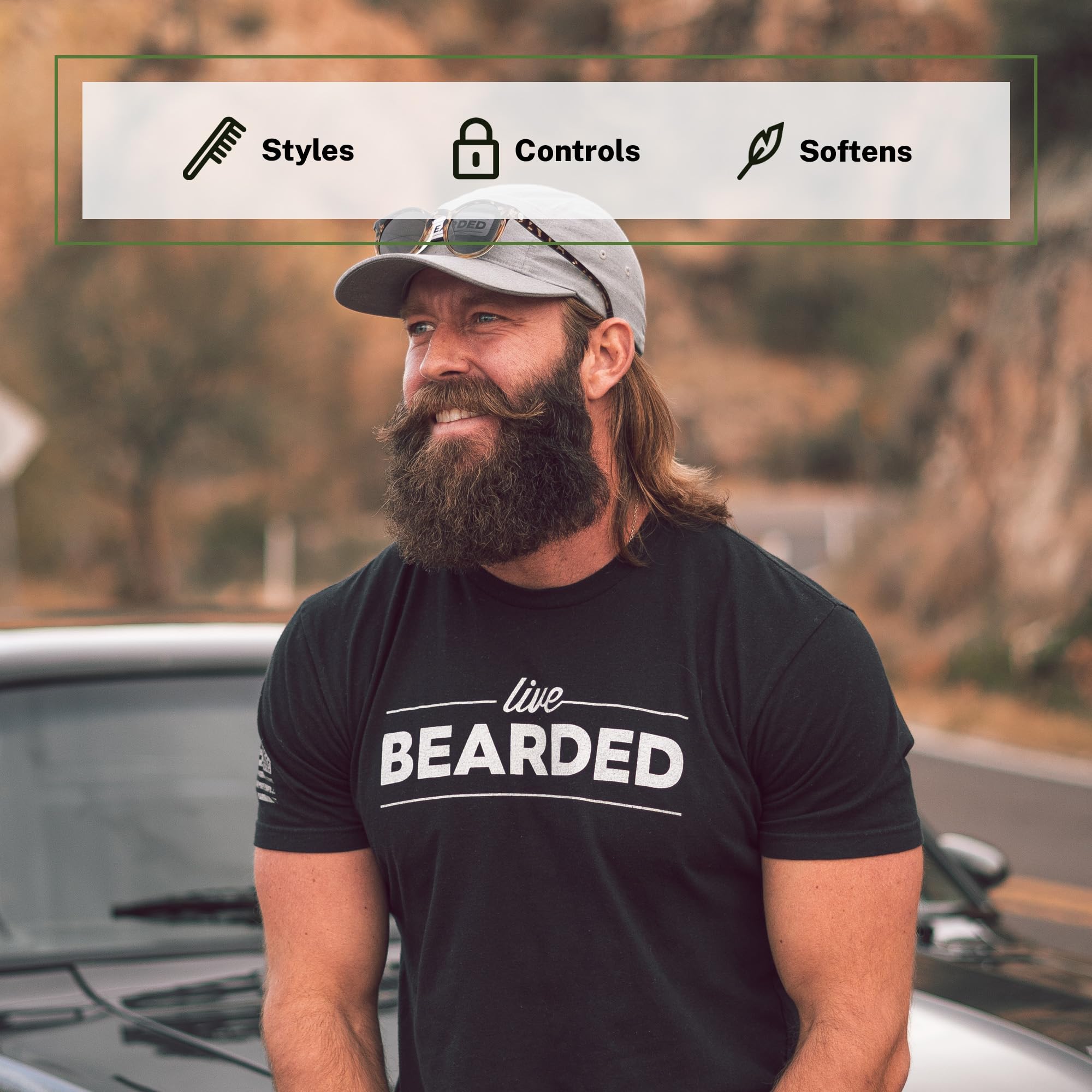 Live Bearded Beard Butter, 3 fl oz - Made in the USA - All-Natural Leave-in Conditioner and Softener with Shea | Canyon Scent - Juniper, Cypress, Fir Needle