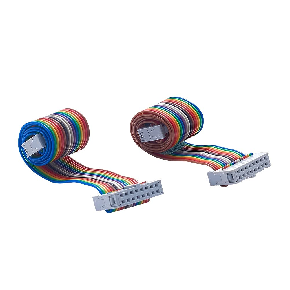 Heyiarbeit 2.54mm Pitch IDC 16 Pin Multicolor Wire Connector 30cm Length Flat Ribbon Cable for Video Audio Cable Connector Multicolor Tone 2pcs