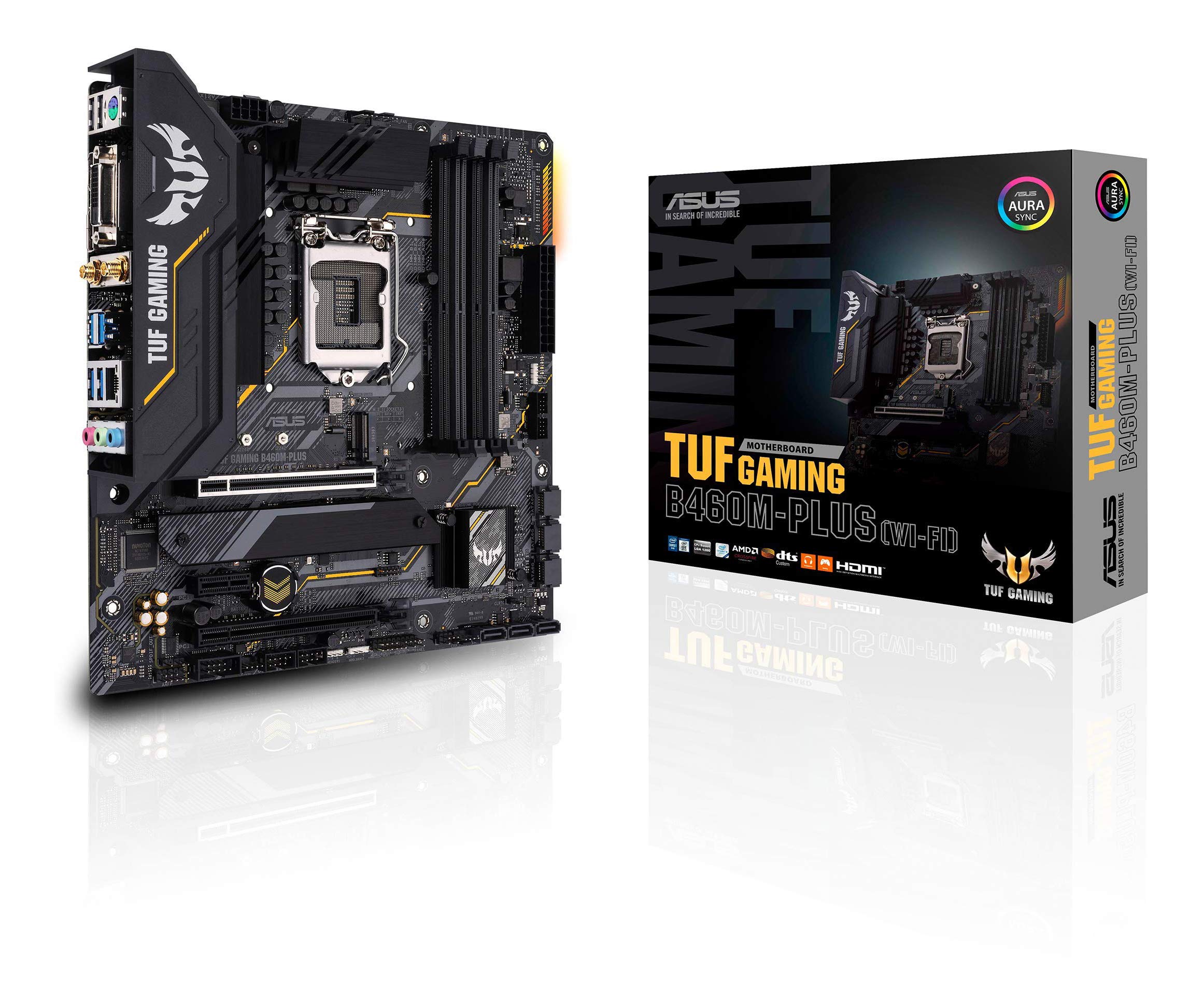 ASUS TUF Gaming B460M-Plus WiFi 6 LGA1200 (Intel® 10th Gen) Micro ATX Gaming Motherboard (Intel® 1Gb LAN, USB 3.2 gen 1 Front Panel Connector, addressable Gen 2 RGB Header, Aura Sync)