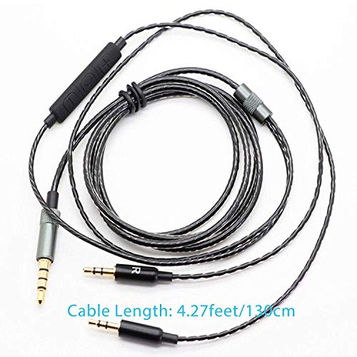 Aquelo Audio Cable Cord Replacement with Inline Mic and Remote Volume Control Compatible for Sol Republic Master Tracks HD Tracks HD2 Sol Republic V8/V10/12 Sol Republic X3 Headphone (Black)