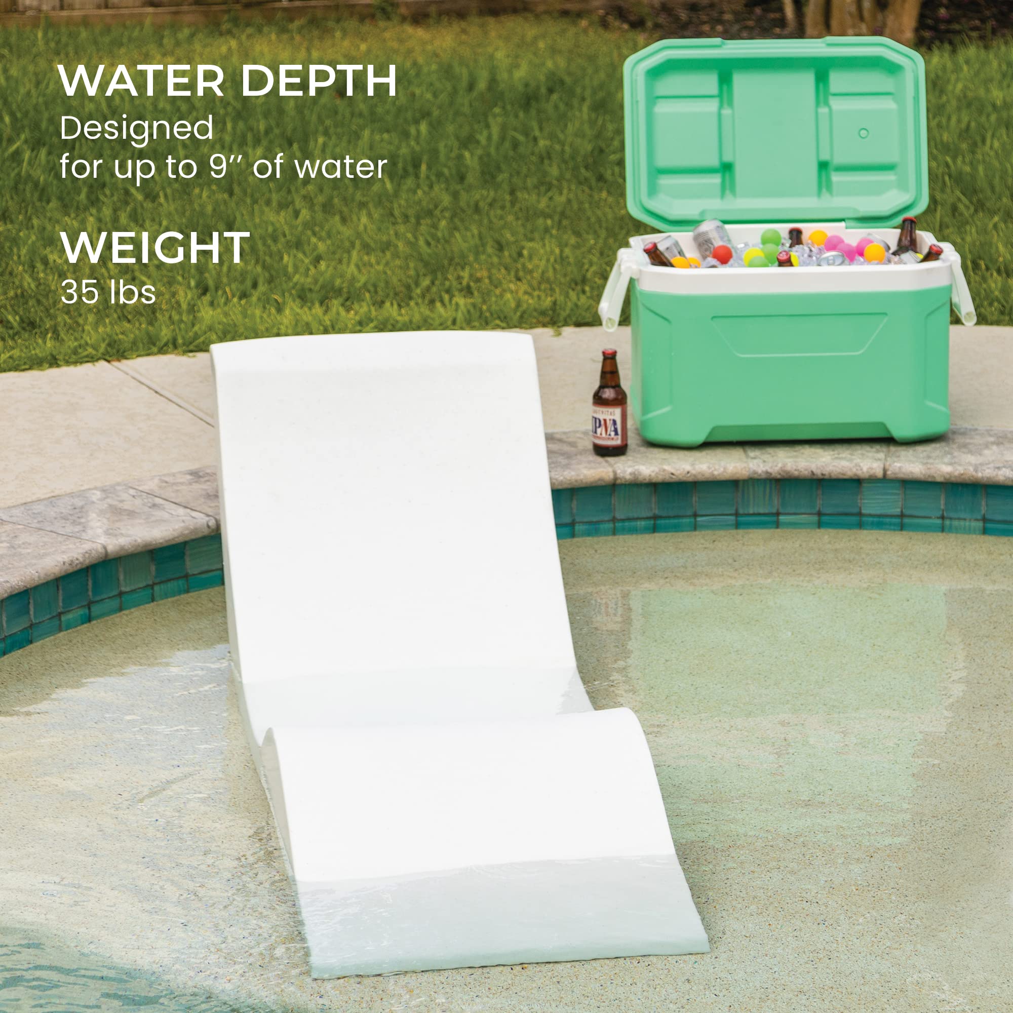 Aqua Outdoors - in-Pool Chaise Lounger - Pool & Sun Shelf Lounge Chair - Designed for Water Depths Up to 9β - Compatible with All Pool Types - Poolside & Sun Deck Tanning - Set of 2 - Gray Granite