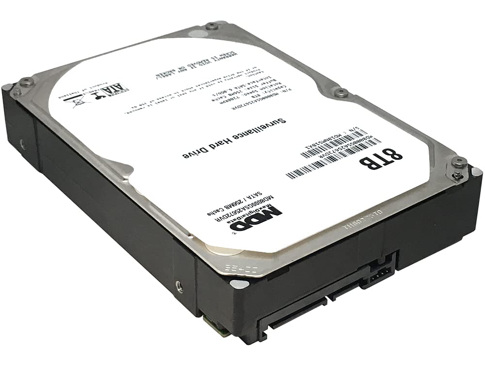 MaxDigitalData 8TB 7200 RPM 256MB Cache SATA 6.0Gb/s 3.5inch Internal Hard Drive for Surveillance (MD8000GSA25672DVR) - 3 Years Warranty (Renewed)