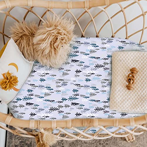 Baby Bassinet Sheet for Boys and Girls, Cradle Mattress Sheet, Polyester Baby Bedside Cover, Universal for Rectangle, Oval, Hourglass Bassinet Mattress, Soft & Breathable, 2 Pack, Mountain & Pine