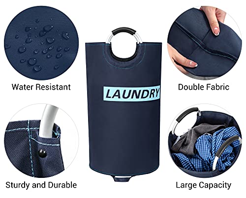115L Extra Large Laundry Basket Collapsible Clothes Laundry Hamper Folding Lightweight Freestanding Laundry Bag Dirty Clothes Basket for Bathroom (Blue)