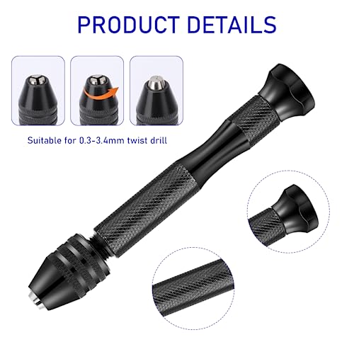 36 Pieces Hand Drill Bits Set, Pin Vise Hand Drill Mini Micro Drill and Twist Drills Precision Hand Mini Drill Bits Set for Resin Polymer Clay Craft Model Jewelry Making