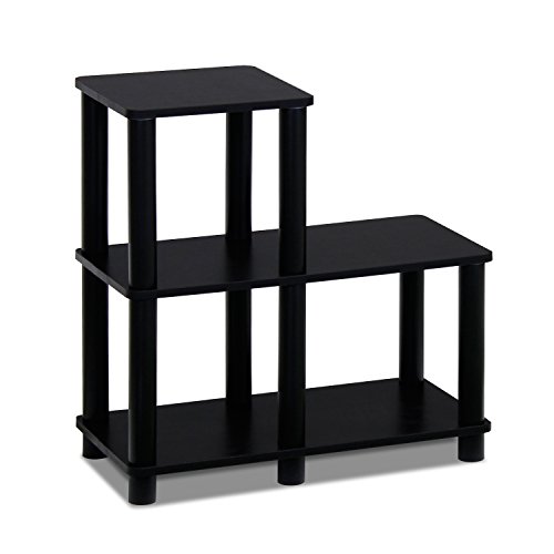Furinno LACi 4-Bins System Rack, 11.3(W) x 28.8(H) Inch, Espresso/Black & Turn-N-Tube Accent Decorative Shelf, Espresso/Black