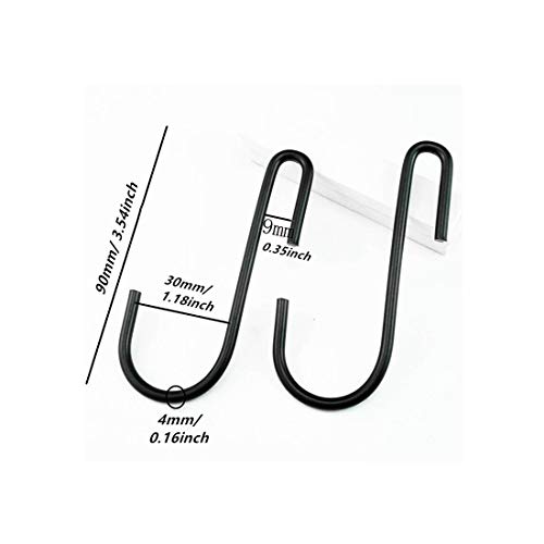 BfyBest 20 Pack Heavy Duty S Hooks Black S Shaped Hooks Hanging Hangers Hooks for Kitchen, Bathroom, Bedroom and Office: Pan, Pot, Coat, Bag, Plants 20 Pack/S Hook/Black/3.54 inch)