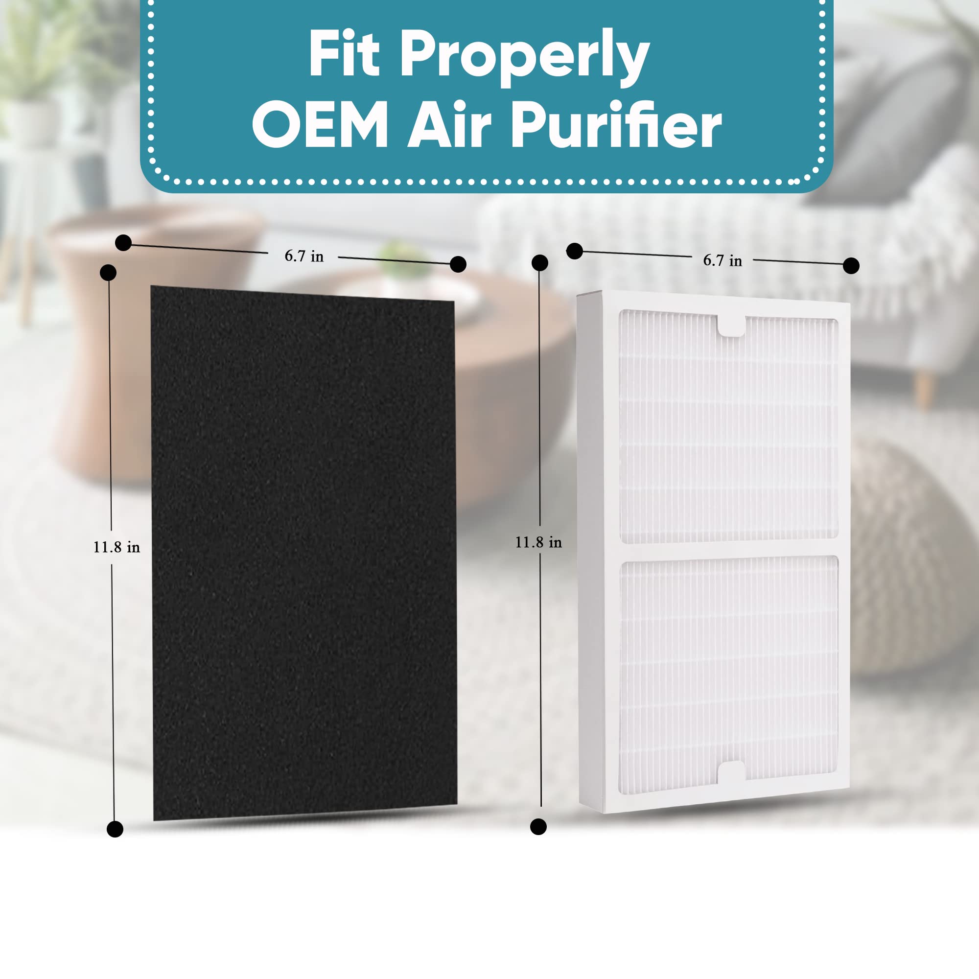 2 Pack Replacement Filters - C - for Idylis Air Purifiers IAP-10-280, IAP-10-200, Part# IAF-H-100C