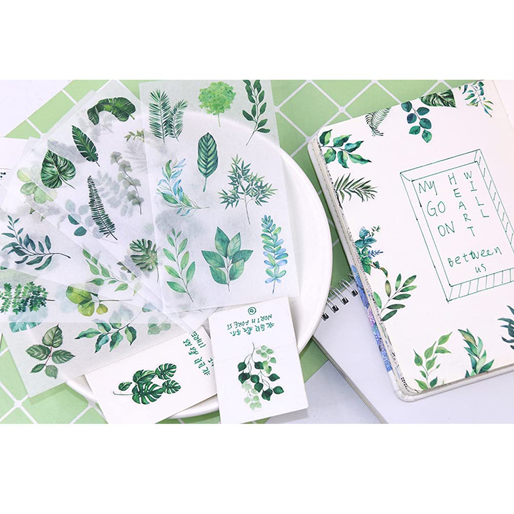 Kawaii Green Plant Flower Sticker Set Nature Theme Stickers Pack for Scrapbooking Journaling DIY Personal Journal Planner Calendar Agenda Letter Diary Envelope Gift Decor Card Making Decal Labels (B)