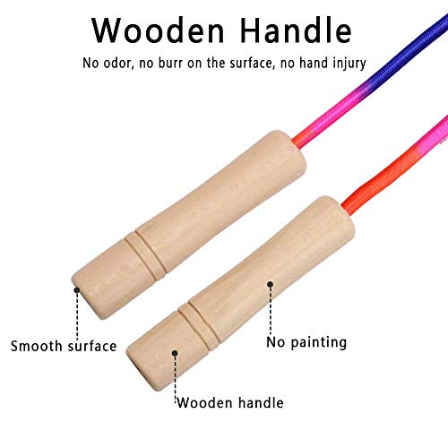 16 FT Long Jump Rope for Kids, 2 Pack Adjustable Double Dutch Skipping Rope with Wooden Handle, Multiplayer Rainbow Jumping Rope for Outdoor Fun, School Sport, Party Game