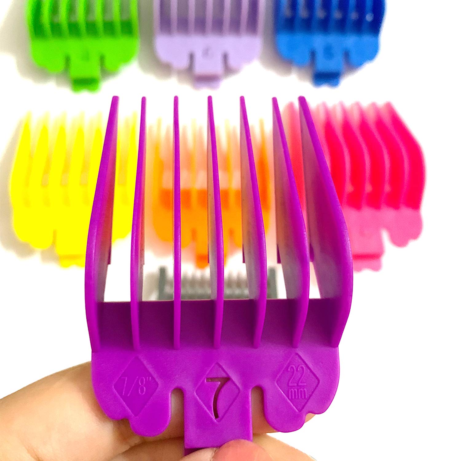 8 Color 8 Length Professional Hair Clipper Guide Combs, Replacement Guards Set, Attachment Guide Combs, Great Fits for All Full-Size Wahl Clippers/Trimmers