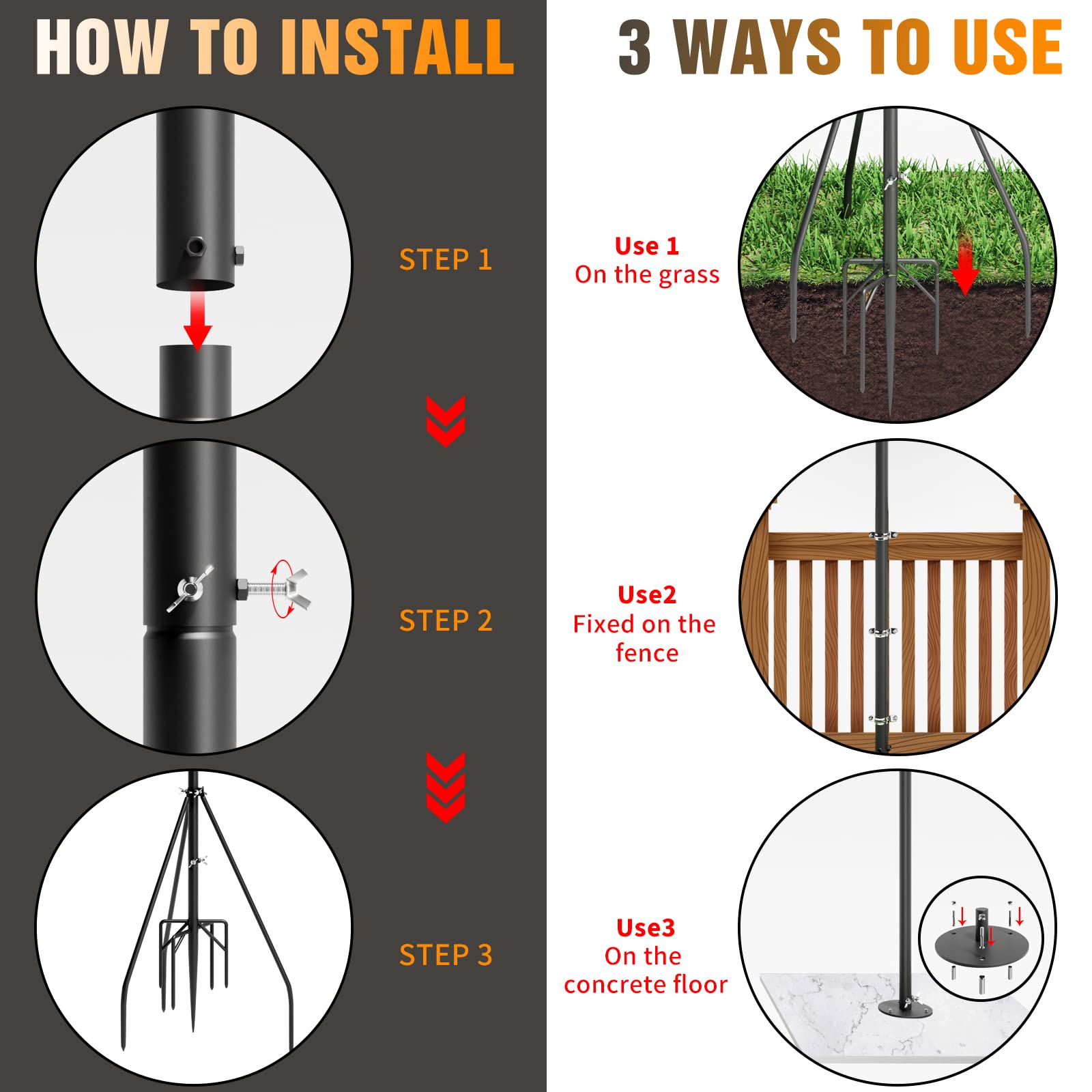 2022 Upgraded String Light Poles for Outdoor (2x10 FT) Heavy Duty Outside Light Poles Sturdy Steel Pole Stand Hooks to Hang Lights for Garden Backyard Patio Wedding Party Deck Birthday Decorations