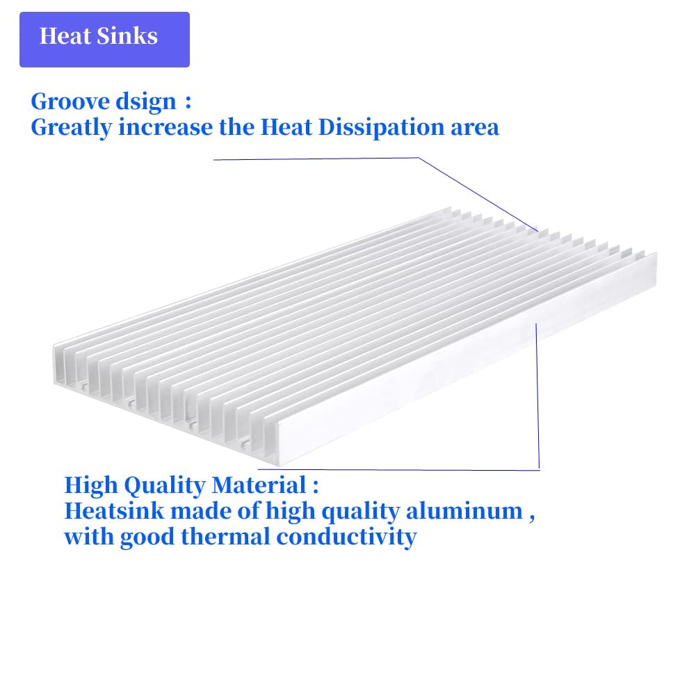 Aluminum Large Heatsink, 11.8"X5.51"X0.79" Heat Sink Radiator Circuit Board Cooling Cooler 19 Fins Heat Sinks for High Power LED Light