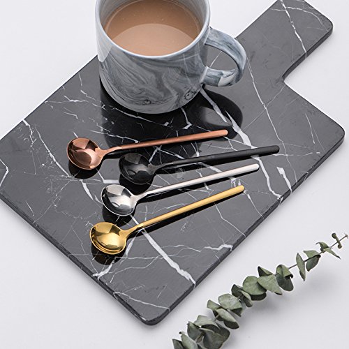 6 PCS Espresso Spoons 18/8 Stainless Steel, 5.2 Inches Vogue Mini Teaspoons Set for Stirring Coffee, Dessert Cake, Ice Cream, Soup, Antipasto Cappuccino, Frosted Handle, Sweejar (Gold)