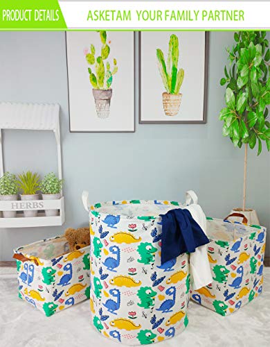 ASKETAM Baby Laundry Hamper, Cartoon Dinosaur, Durable, Large Capacity, Lightweight, Portable, Waterproof