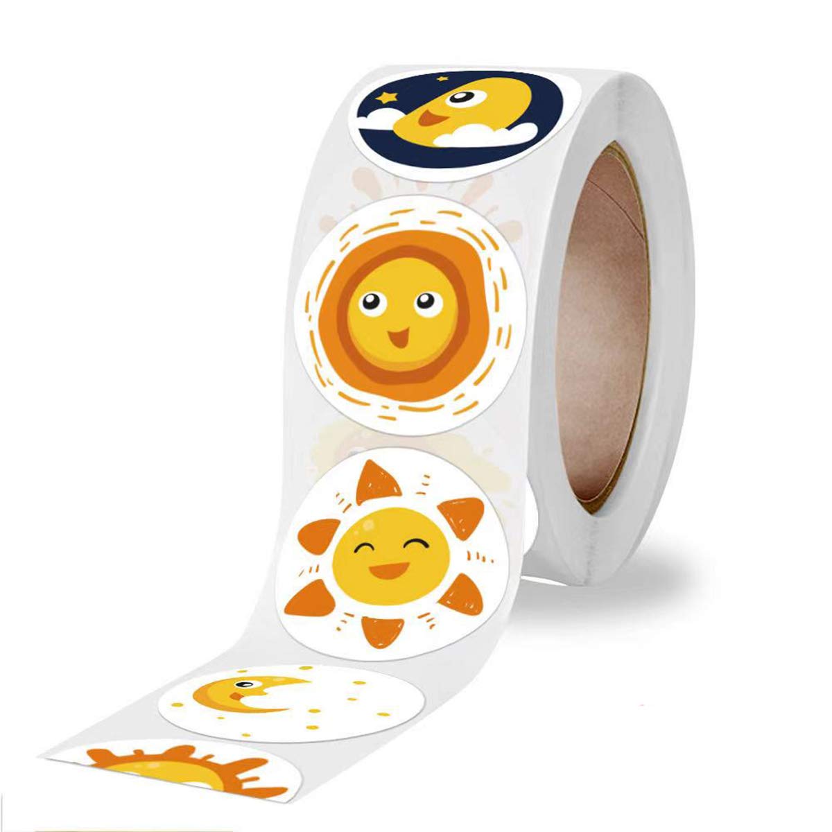 Bamsod 1000 Pieces 1 Inch Sunflower Labels Sun Stickers Rolls Self Adhesive Seals for Christmas Thanksgiving Party Decor Scrapbooking Cards Envelopes (Sun)