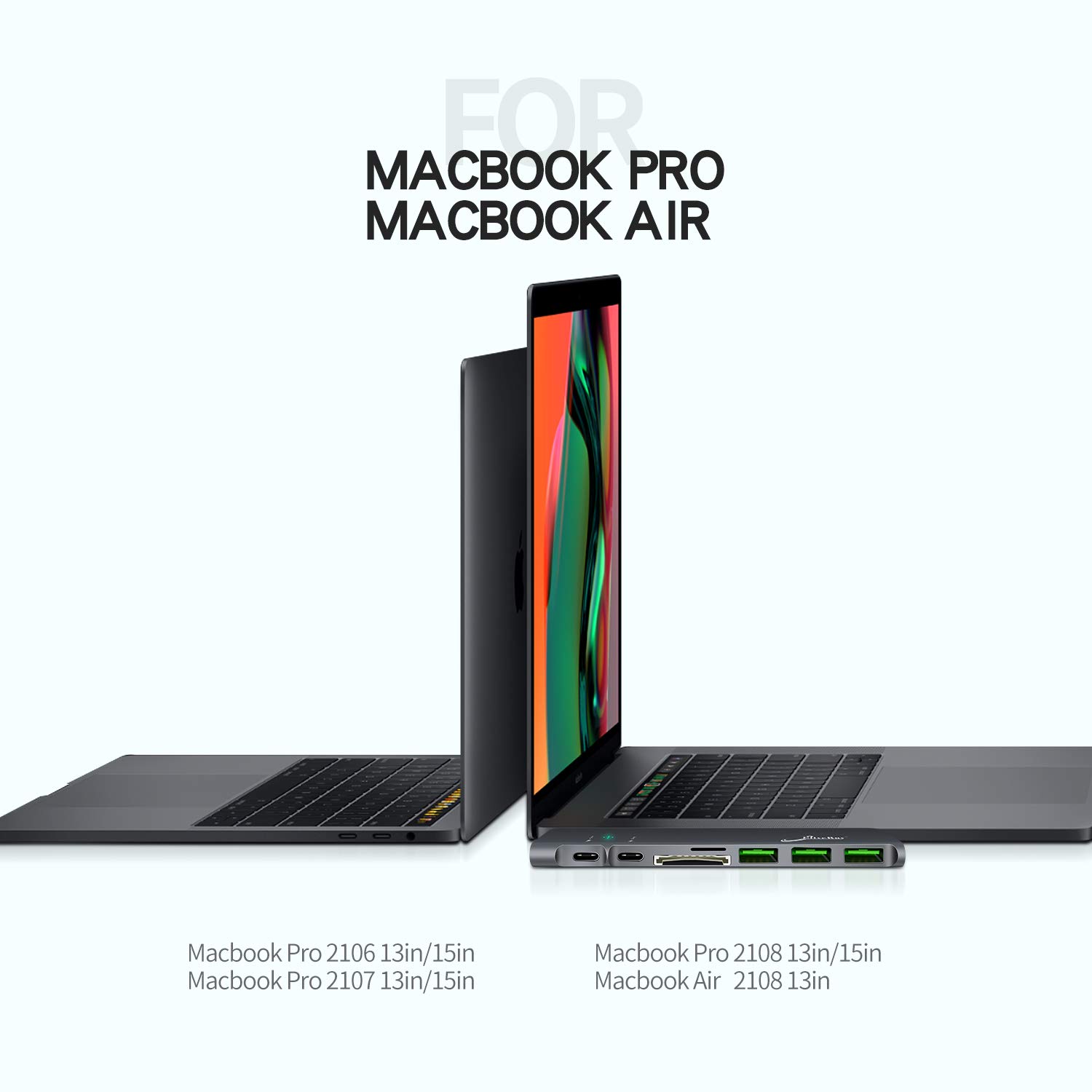 8 in 1 USB C Hub 40Gbps Thunderbolt 3 Dongle with 3 USB 3.0 Ports, 4K USB C to HDMI, SD/TF Card Reader, 100W Pd for MacBook Air 2018 13'', MacBook Pro 2018/2017/2016 13'' 15''
