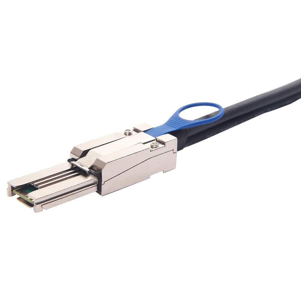 SFF-8088 to SFF-8088 External Mini SAS HD Cable, 3G/6Gbps SAS2.0 26Pin Hybrid Cable Attached SCSI for Raid Systems, DAS, External Storage Systems and Servers, 100-Ohm, 0.5-m(1.6ft)