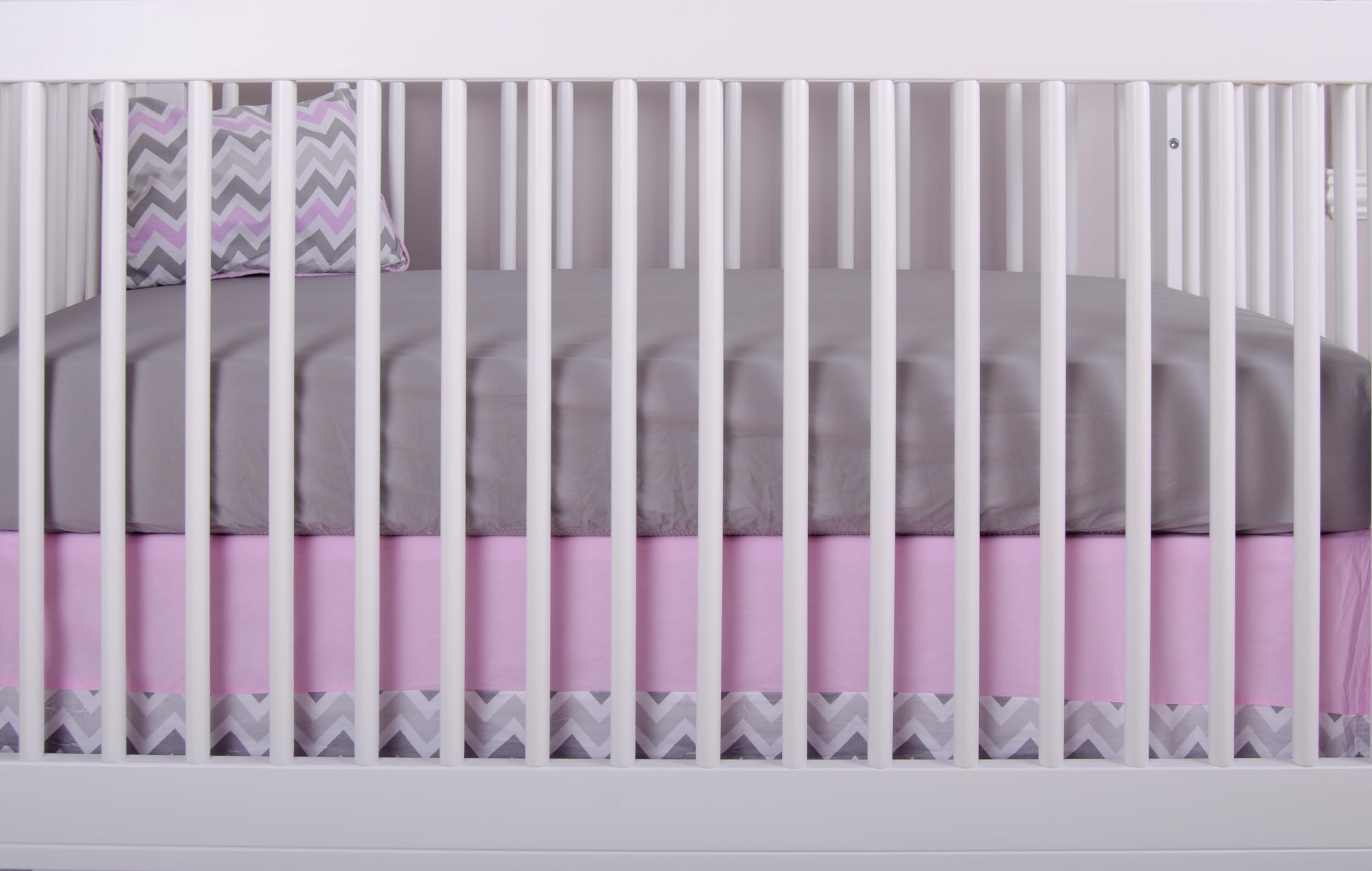 BabyFad Pink Chevron Zig Zag 9 Piece Baby Crib Bedding Set 100% Cotton