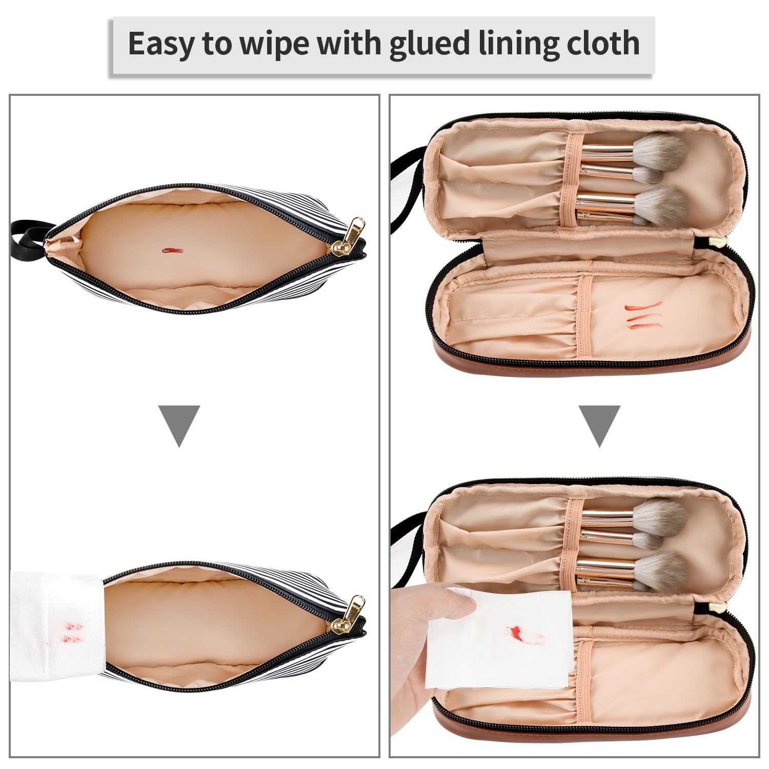 Ethereal Makeup Bag for Purse, Small Makeup Organizer Bag Travel Makeup Bag for Women Makeup Pouch Waterproof Makeup Brush Holder