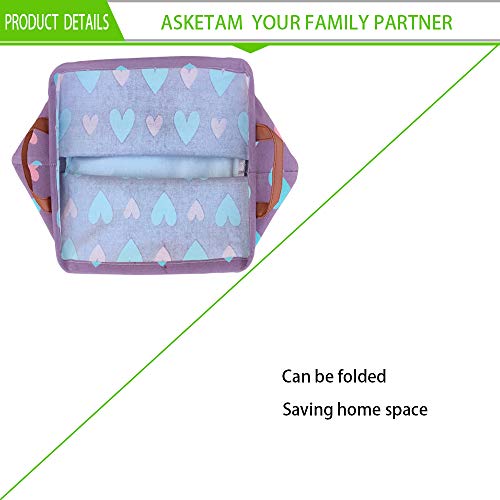 ASKETAM Square Canvas Collapsible Fabric Baby Toy Box Storage Bin Bedroom Decor Closet Kids Laundry Baskets Toy Organizer,Shelf Basket Nursery Storage,Gift Baskets(Love in Purple)