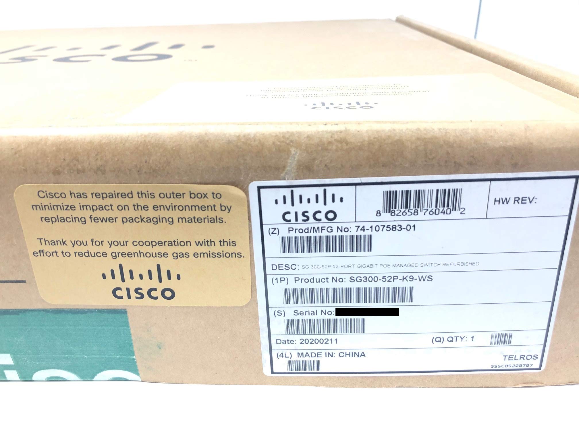 Cisco SG300-52P-K9-WS 52-Port Gigabit PoE Managed Switch (Refurbished by Cisco) - Renewed