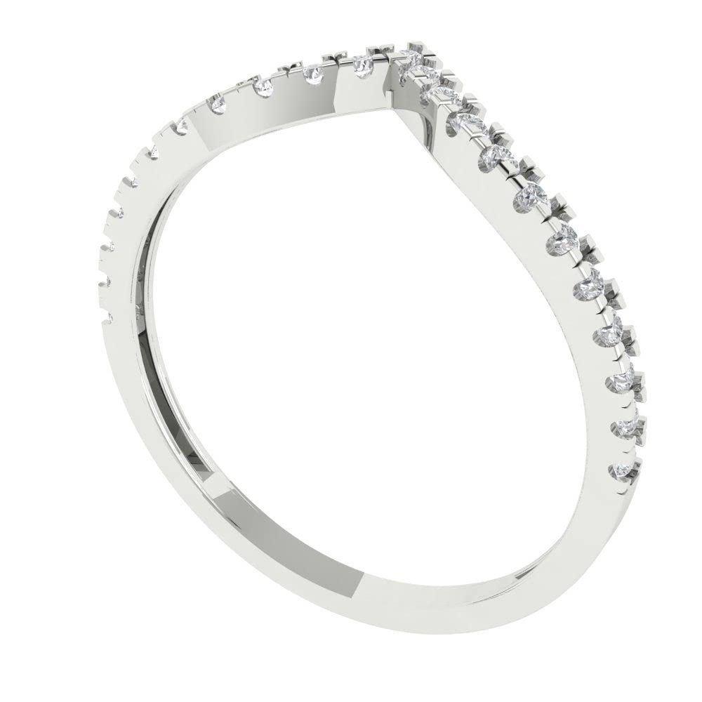0.12 ct Round Cut Clear Simulated Diamond 14k White Gold Stackable Wedding Engagement Promise anniversary Band Sz 7.5
