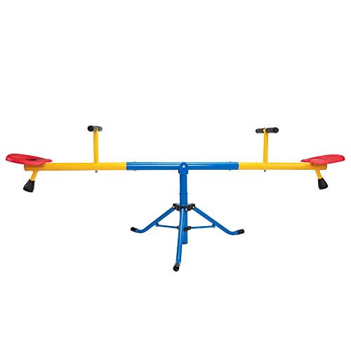 360-Degree Rotation Seesaw, Indoor Outdoor Teeter Totter, Kids Playground Equipment for Backyard