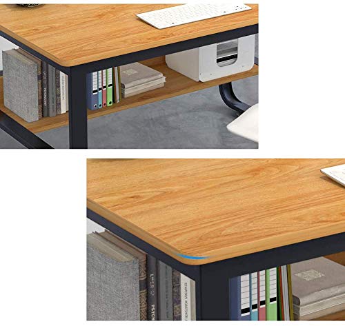 Computer Desk with Storage Shelves,Industrial Style Writing Table with 1 Tier Bookshelf Wood Sturdy Office Desk for Home Or Office
