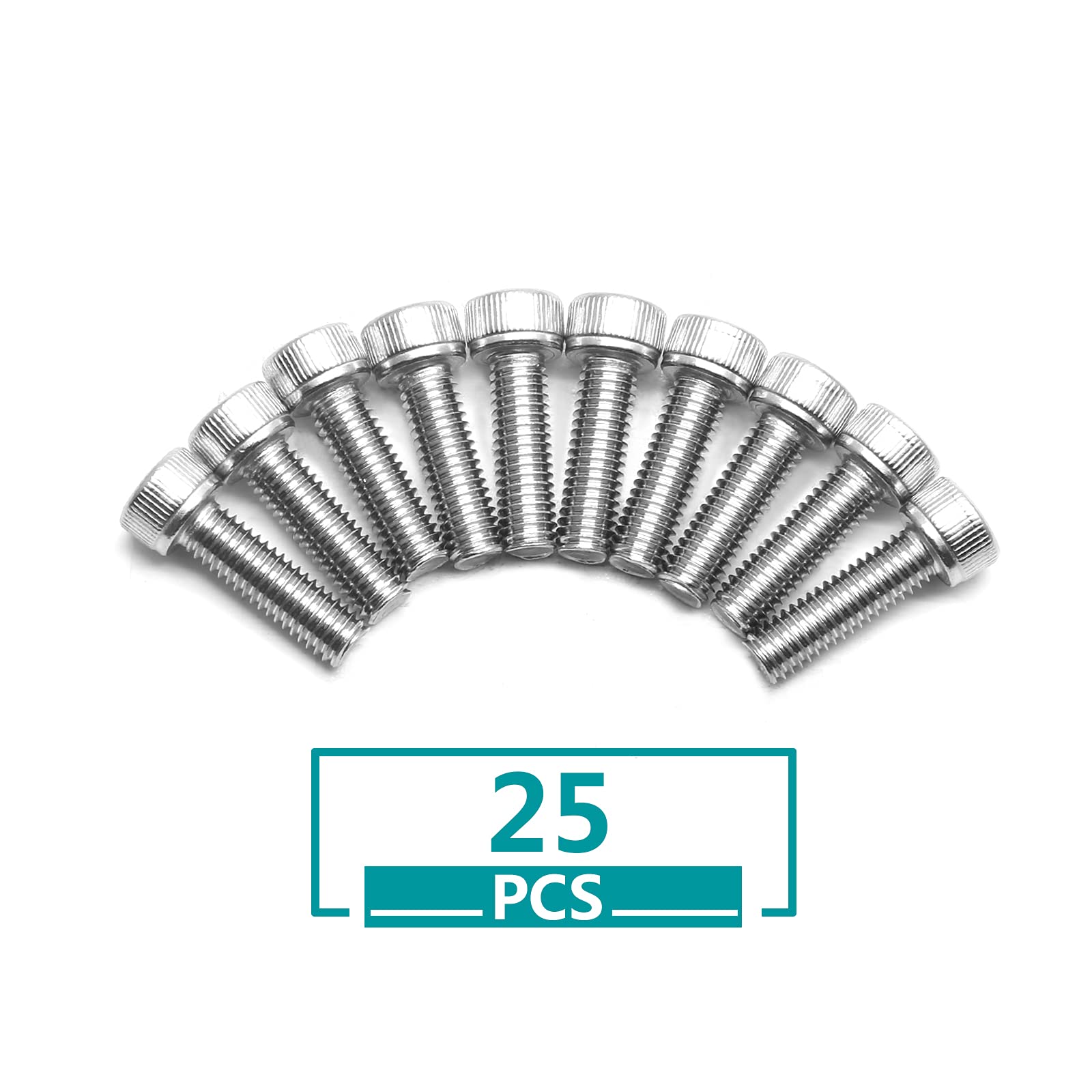 PHITUODA 25pcs M6-1.0 x 25mm Socket Head Cap Screws Bolts, 304 Stainless Steel Machine Thread Bolt, Full Thread Bright Finish Screw