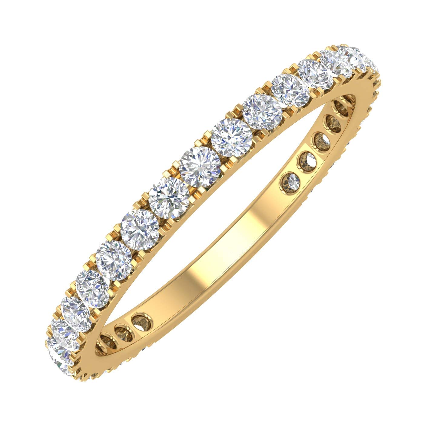 1/2 Carat Diamond 3/4 Eternity Wedding Band Ring in 14K Yellow Gold (Ring Size 7) (I1-I2 Clarity)