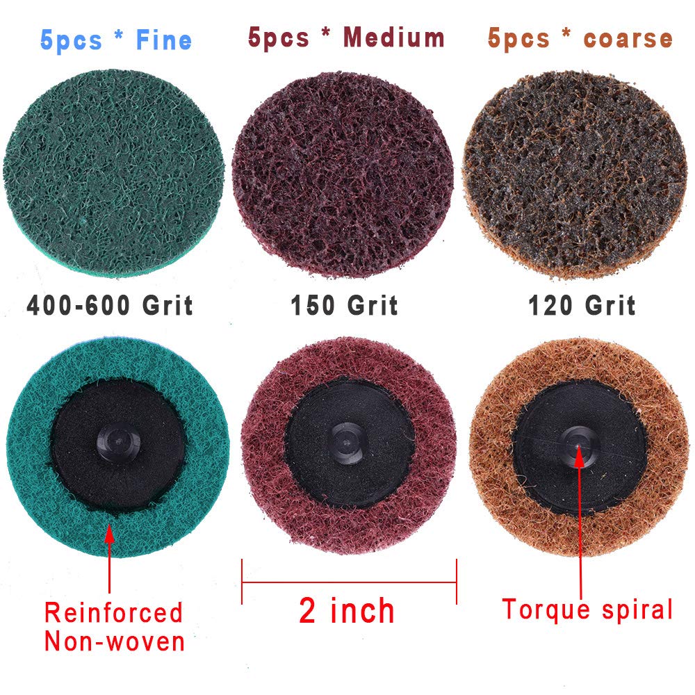 103 Pcs Sanding Discs Set 2 Inches Quick Change Disc with 1/4 inch Tray Holder for Die Grinder Surface Prep Strip Grind Polish Finish Burr Rust Paint Removal