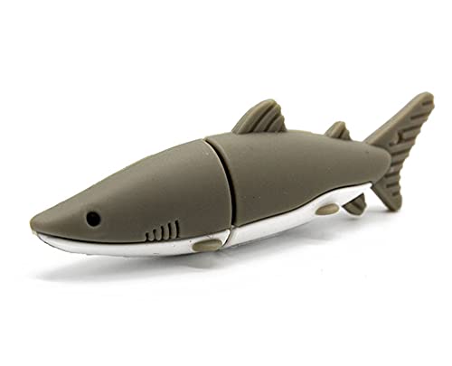 USB Flash Drive 64GB Cute Grey Shark Shaped USB Drive Thumb Drives USB 2.0 Memory Stick for External Data Storage