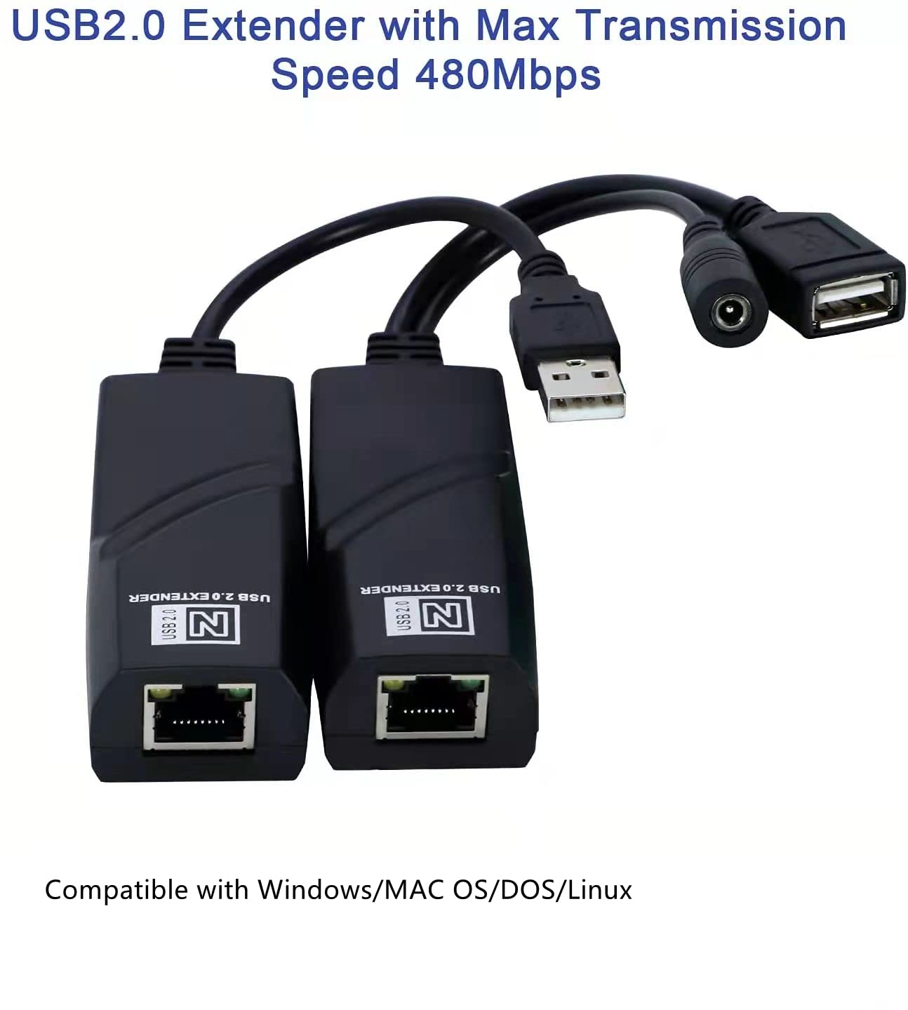 E-SDS USB 2.0 Extender to RJ45 Over Cat5 Cat5E Cat6 up to 328 Ft, USB Ethernet Extender Over Cat5/5E/6 Supports Windows/Mac/Vista, Plug and Play, No Driver Needed