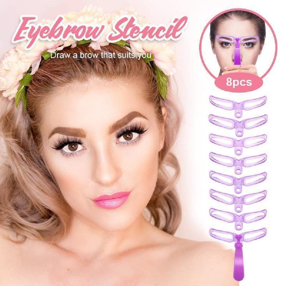 Eyebrow Stencil, Eyebrow Shaper Kit,8 Styles Reusable Eyebrow Template Positioning Tool, the Wide is 5.2 Inch, Length is 4Inch,1 Coffee Eyebrow Pencil