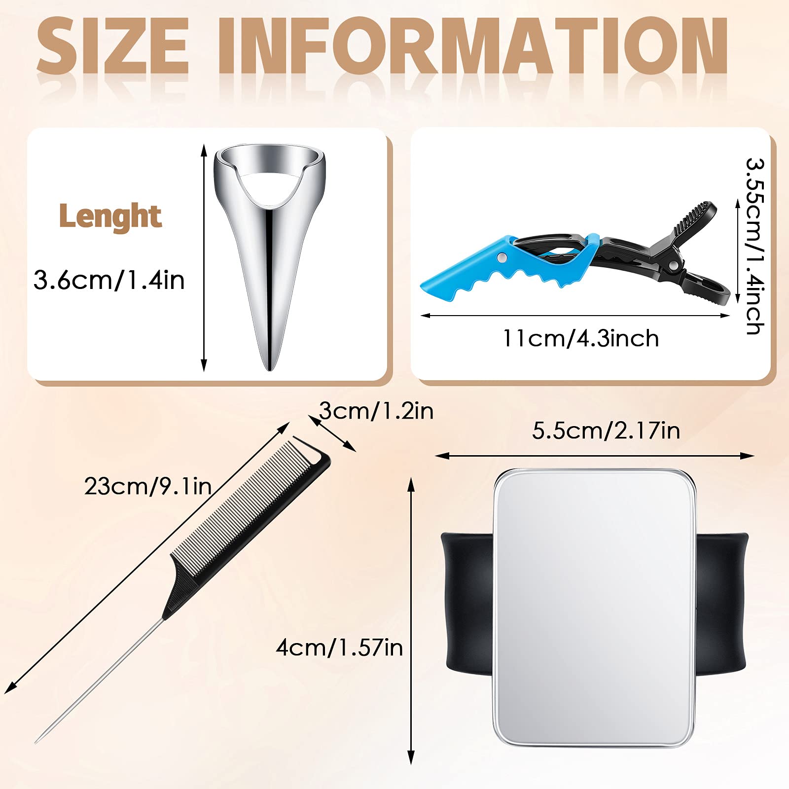 8 Pieces Hair Sectioning and Braiding Set - 6 Styling Clips, 2 Rat Tail Combs, Ring, and Magnetic Wristband Holder (Black)
