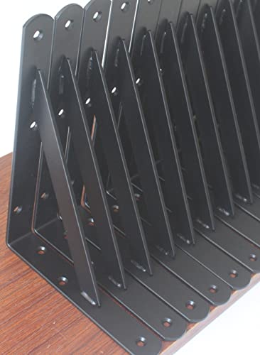 16 Pack L8" x H 6" Black Heavy Duty Shelf Brackets with Screws Metal Shelf Brackets Shelf Support Angle Brackets for Shelves L Brackets Heavy Duty Floating Shelf Brackets