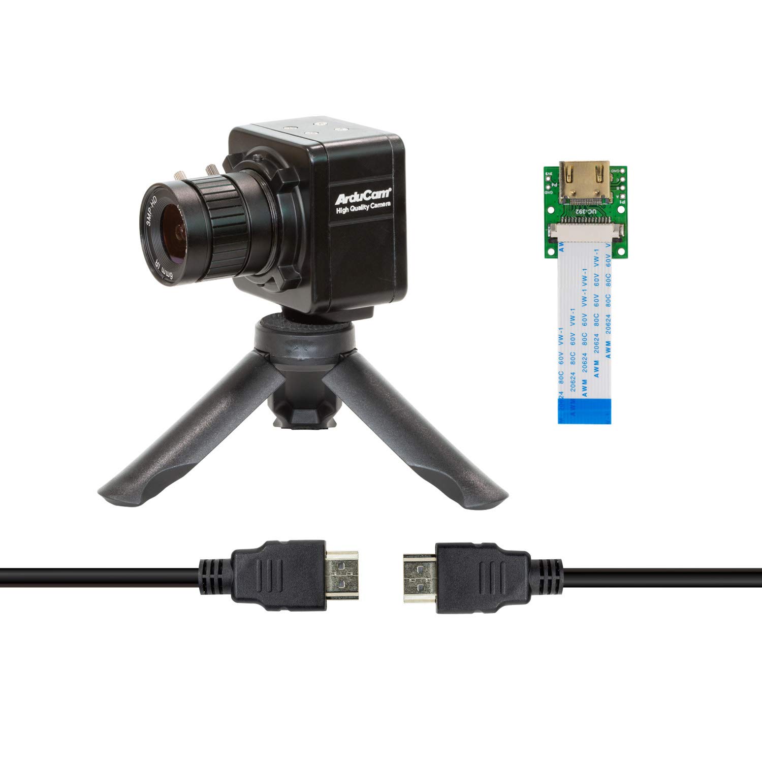 Arducam IMX477 Camera Bundle Compatible with Nvidia Jetson Nano/Xavier NX, and Orin NX/AGX Orin, 12.3MP HQ Camera Module with 6mm CS-Mount Lens, Metal Enclosure, Tripod and HDMI Extension Adapter