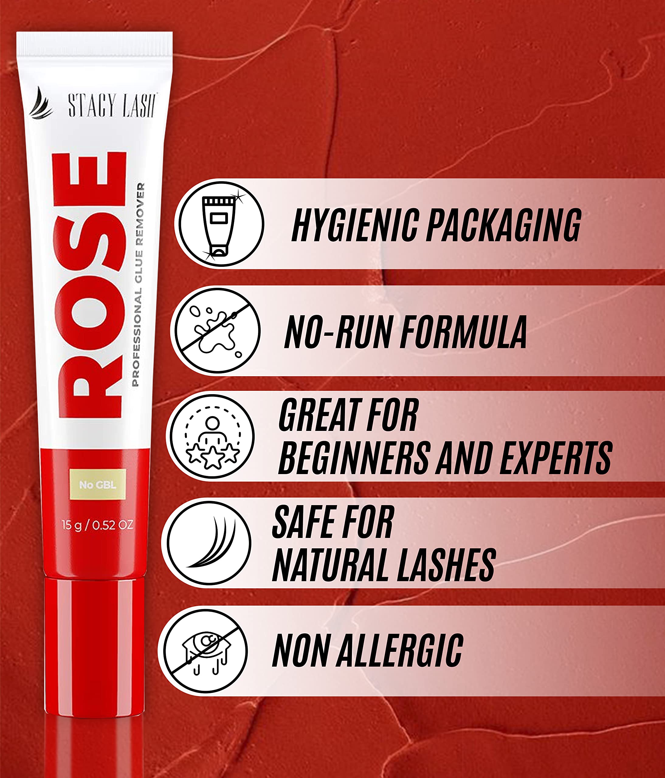 Lash Remover for Lash Extensions by Stacy Lash (0.52oz / 15g) / Rose Eye Lash Glue Remover/Fast Adhesive Dissolution time - 60 sec/Professional Eyelash Extension Supplies/Salon Lash Removal