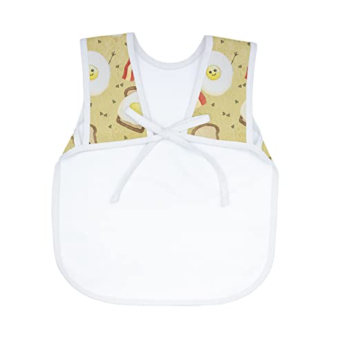 BapronBaby Eggs & Bacon Bapron - No Neck Tie Safer Bib for Baby & Toddler - Soft Waterproof Stain Resistant - Machine Washable - Sz Baby/Toddler 6m-3T
