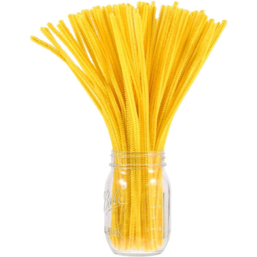 100pcs Pipe Cleaners Chenille Stems for DIY Art Supplies Craft Projects 6mmx30cm Christmas Pipe Cleaners Decoration, Yellow