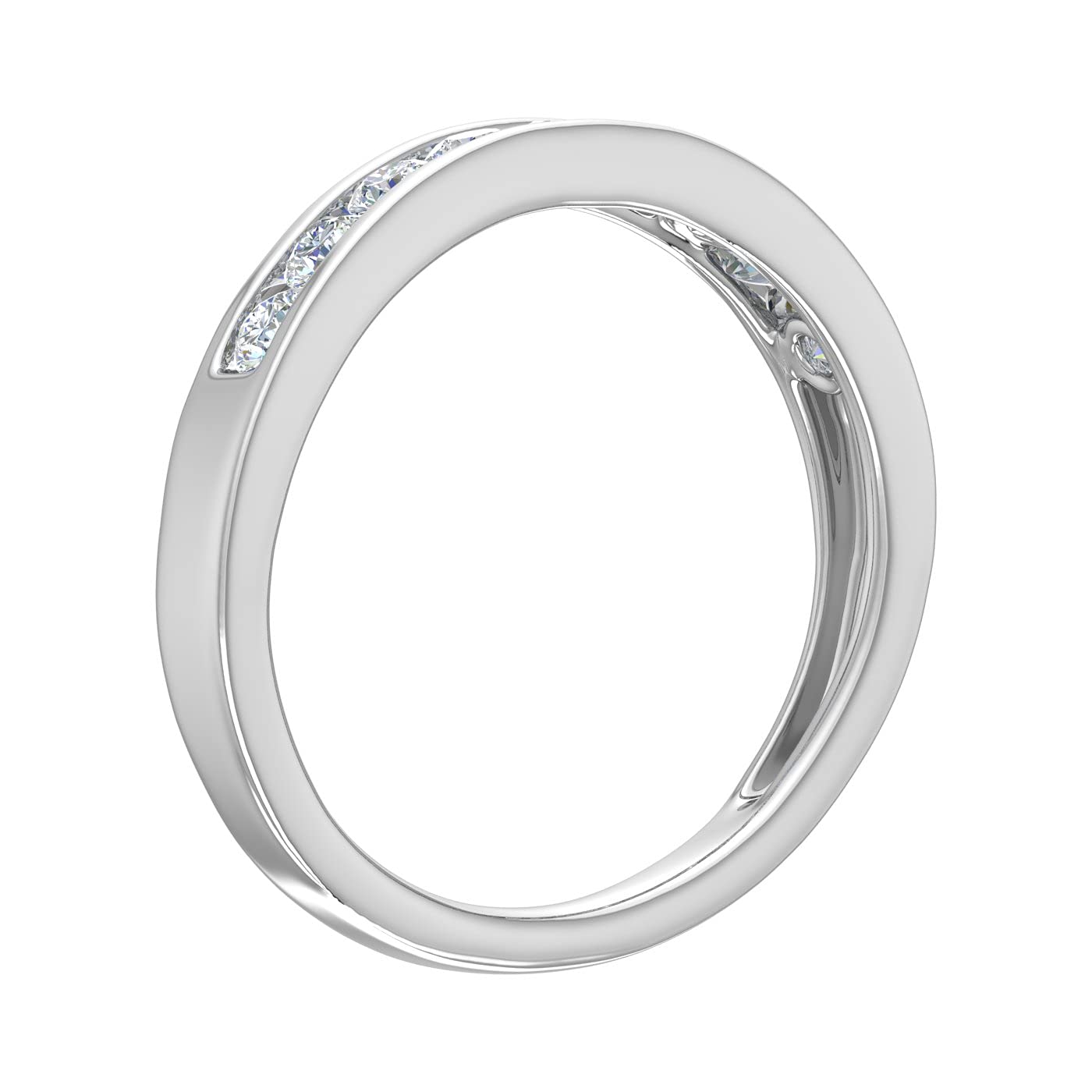 1/2 Carat Channel Set Diamond Wedding Band Ring in 14K White Gold (Ring Size 5.75)