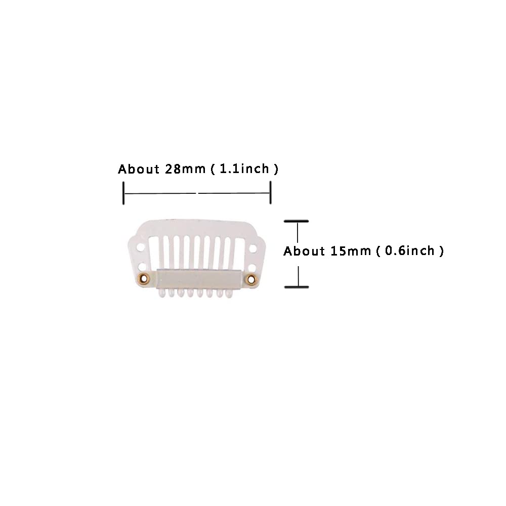 24 pcs/lot 28mm 8-teeth Metal Hair Extension Clips with Rubber Snap Closures for Hairpieces (Blonde)