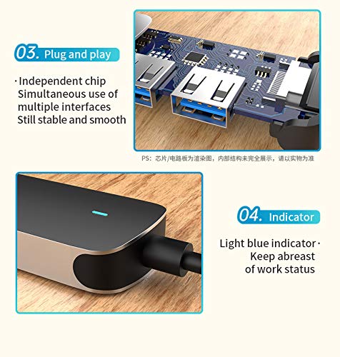 USB C Hub, 6 in 1 USB C Docking Station with 4K HDMI, 1 USB 3.0/1 USB 2.0, PD, SD/TF Card Reader, Type-C Data Transfer., space grey