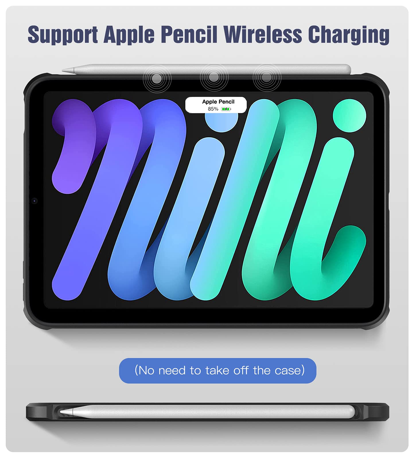 TiMOVO Case for iPad Mini 7 2024 (A17 Pro) / iPad Mini 6 2021, iPad Mini 7th/6th Generation Case 8.3 inch, Ultra Slim Clear Shock Absorbant Flexible TPU Edge Case, Support Apple Pencil Pro - Black