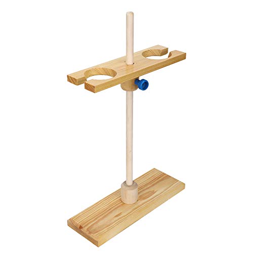 Funnel Stand, 2 Holes Wooden Separating Funnel Stand Holder Adjustable Height Funnel Rack for School Laboratory Experiment Fixing Accessories