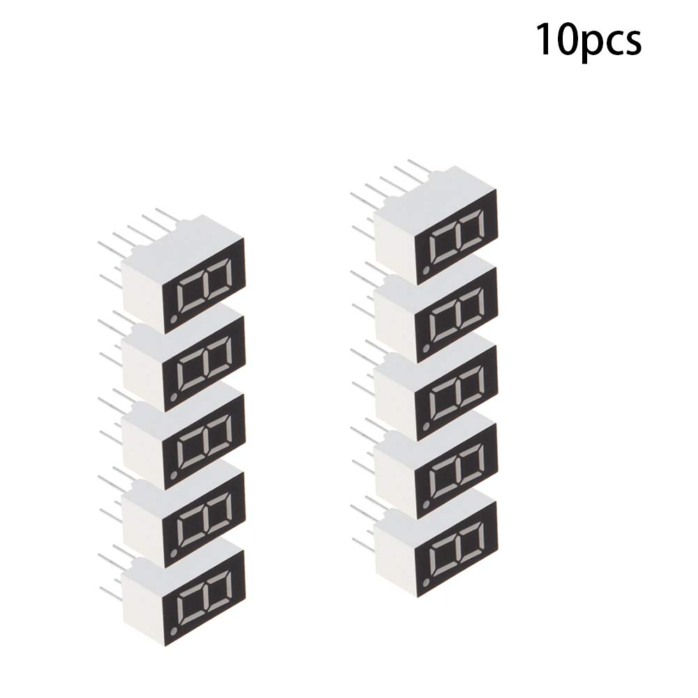 Bettomshin 10Pcs LED Digital Tube Common Anode 10 Pin 1 Bit 0.55 x 0.3 x 0.33 inch (LxWxH) 1.8" Red Display Digital 3161BS