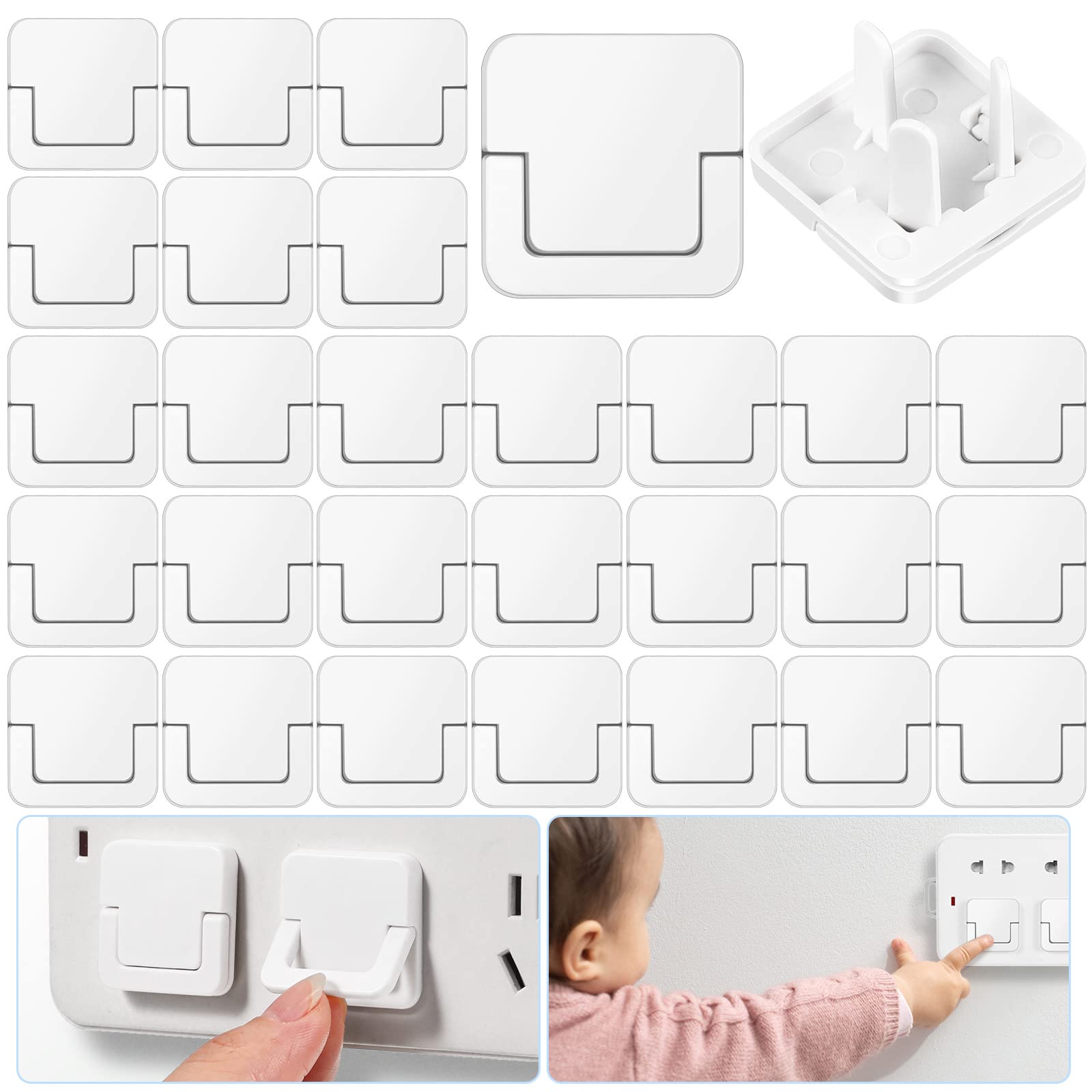 100 Pack Outlet Covers Baby Proofing Plug Covers 3 Prong Child Proof Electrical Outlet Covers Plastic Safety Plug Protector with Hidden Pull Handle for Home, Office, Garage, Hotel